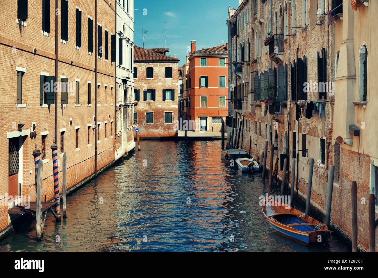 Venice canal view with historical buildings. Italy Stock Photo - Alamy