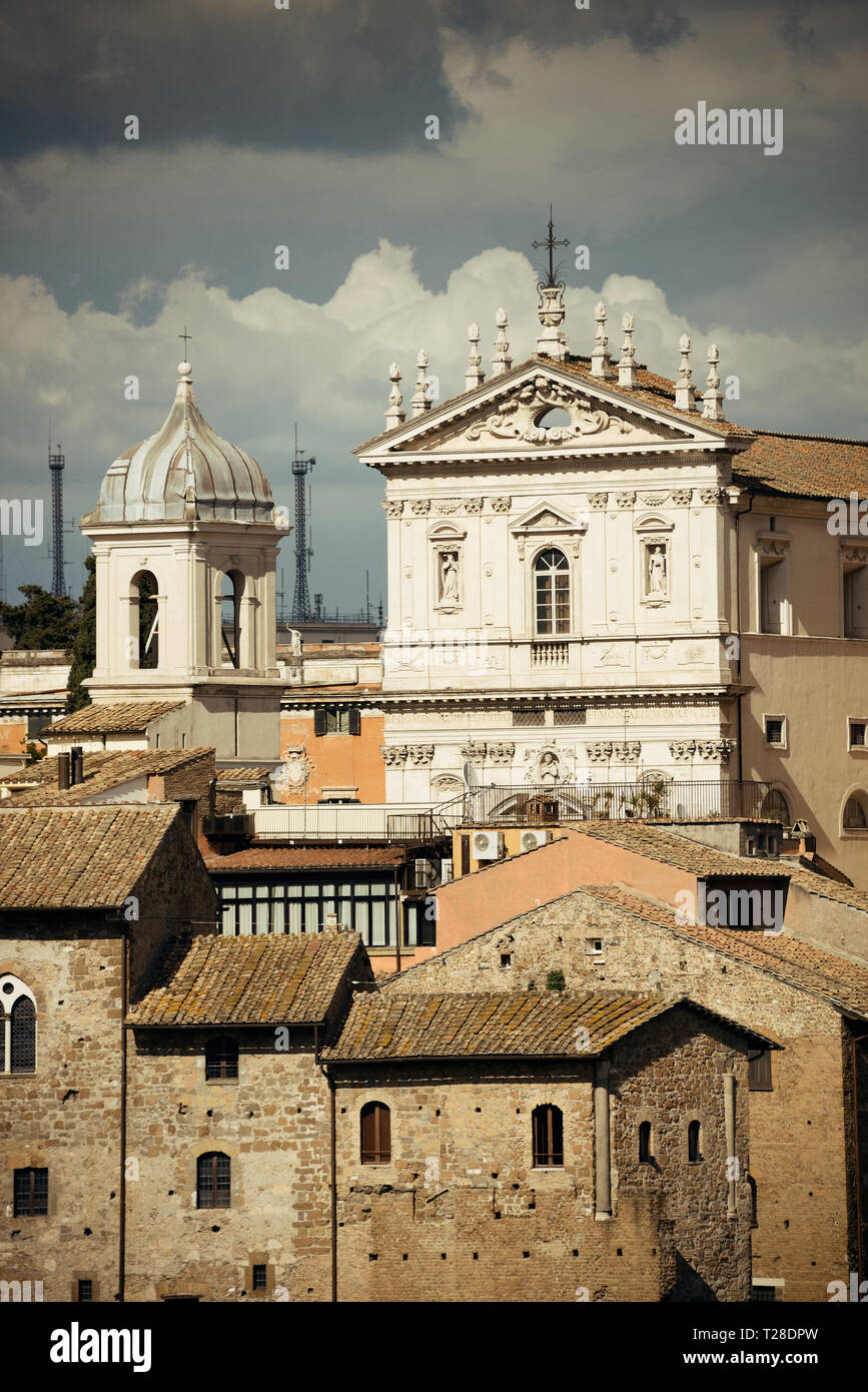 Rome rooftop view with ancient architecture in Italy Stock Photo - Alamy