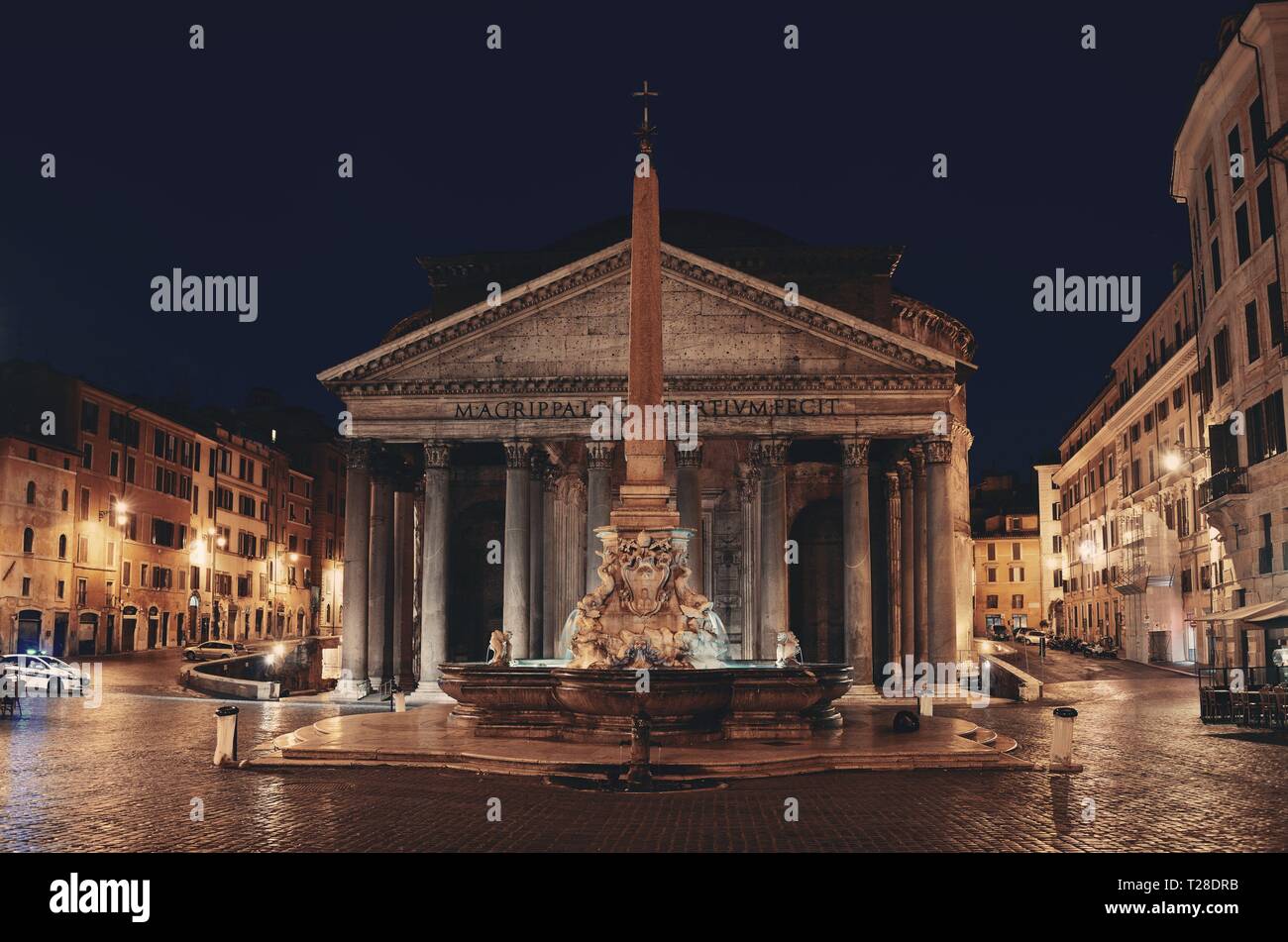 Pantheon at night street view. It is one of the best-preserved Ancient ...