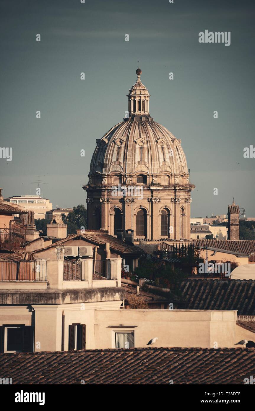 Rooftop view of Rome historical architecture and city skyline. Italy ...