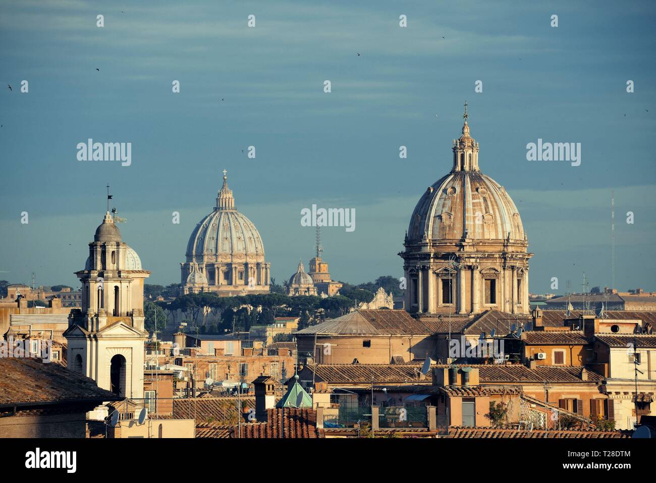 Rooftop view of Rome historical architecture and city skyline. Italy ...