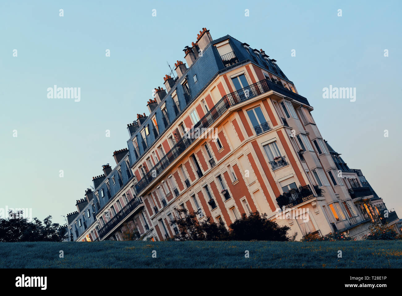 French style building behind a slope. Paris Stock Photo - Alamy