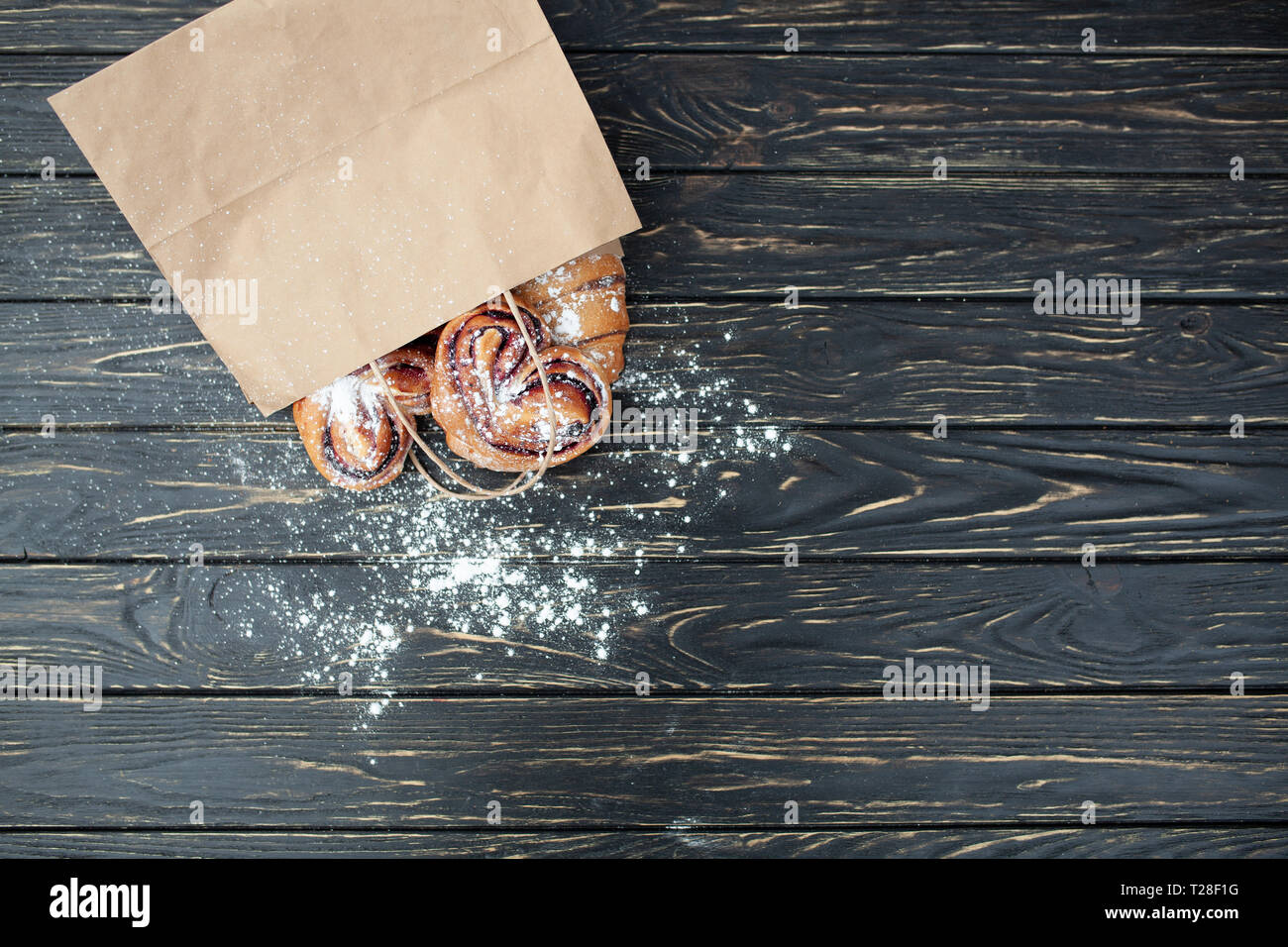 Mock up. Healthy tasty breakfast. Top view, copy space. Bakery on the ...