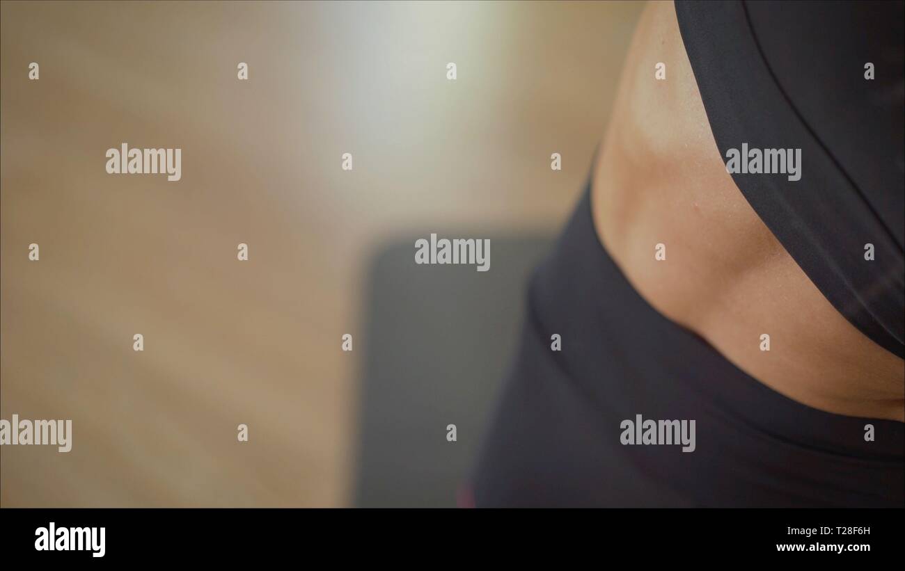 Woman doing exercises with fitball in fitness gym class. Engaging core ...