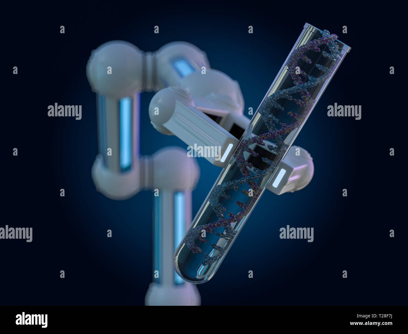 Genetic engineering, GMO and Gene manipulation concept. Manipulator. 3D ...