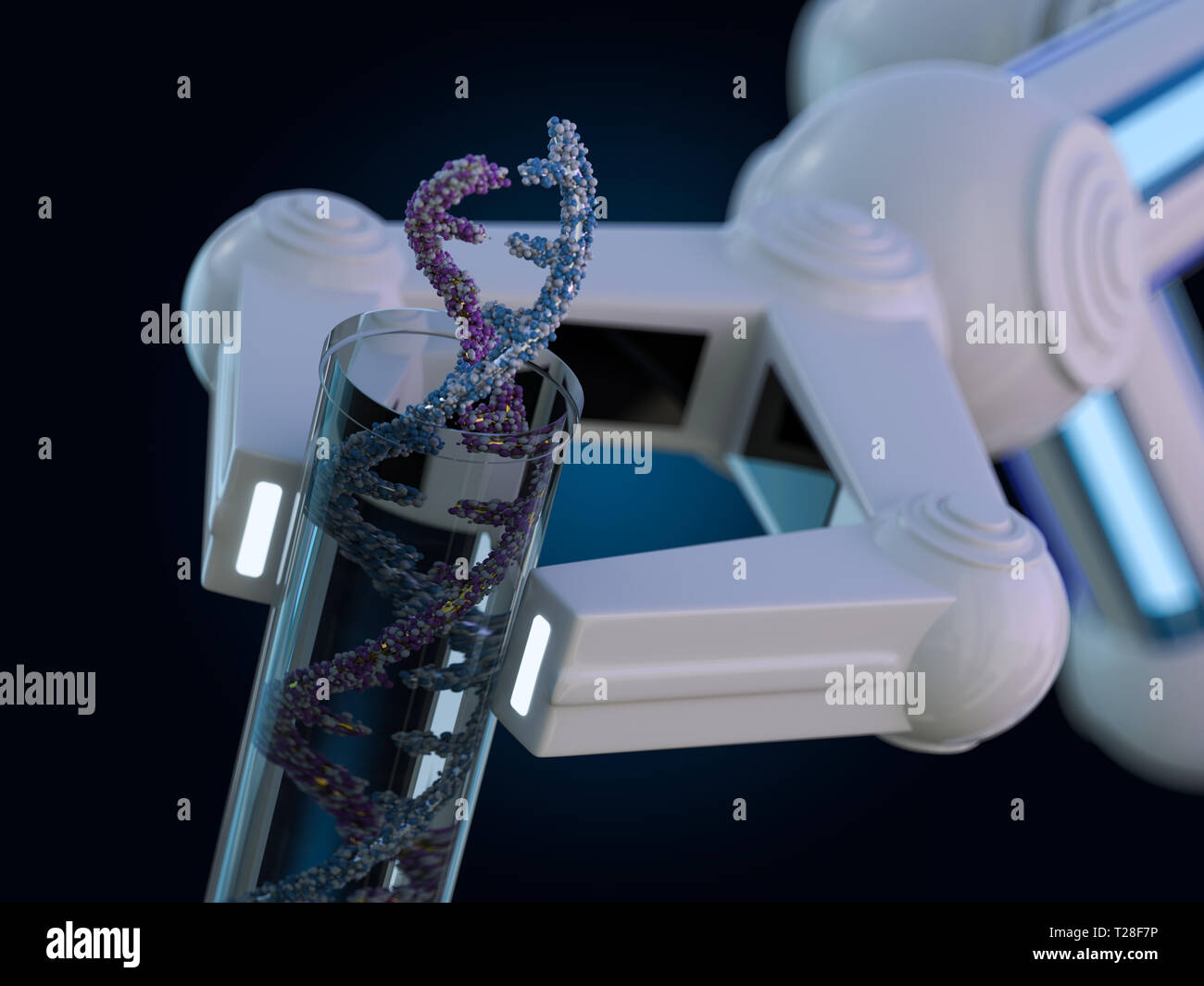Genetic engineering, GMO and Gene manipulation concept. Manipulator. 3D ...