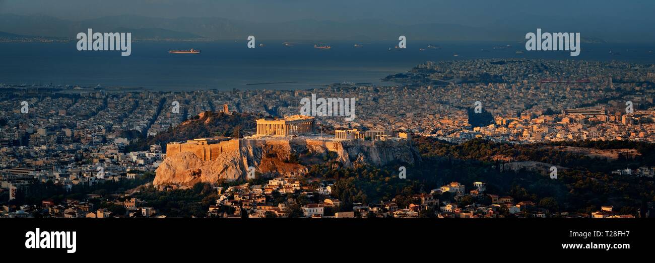 Athens skyline panorama at sunrise viewed from Mt Lykavitos with ...