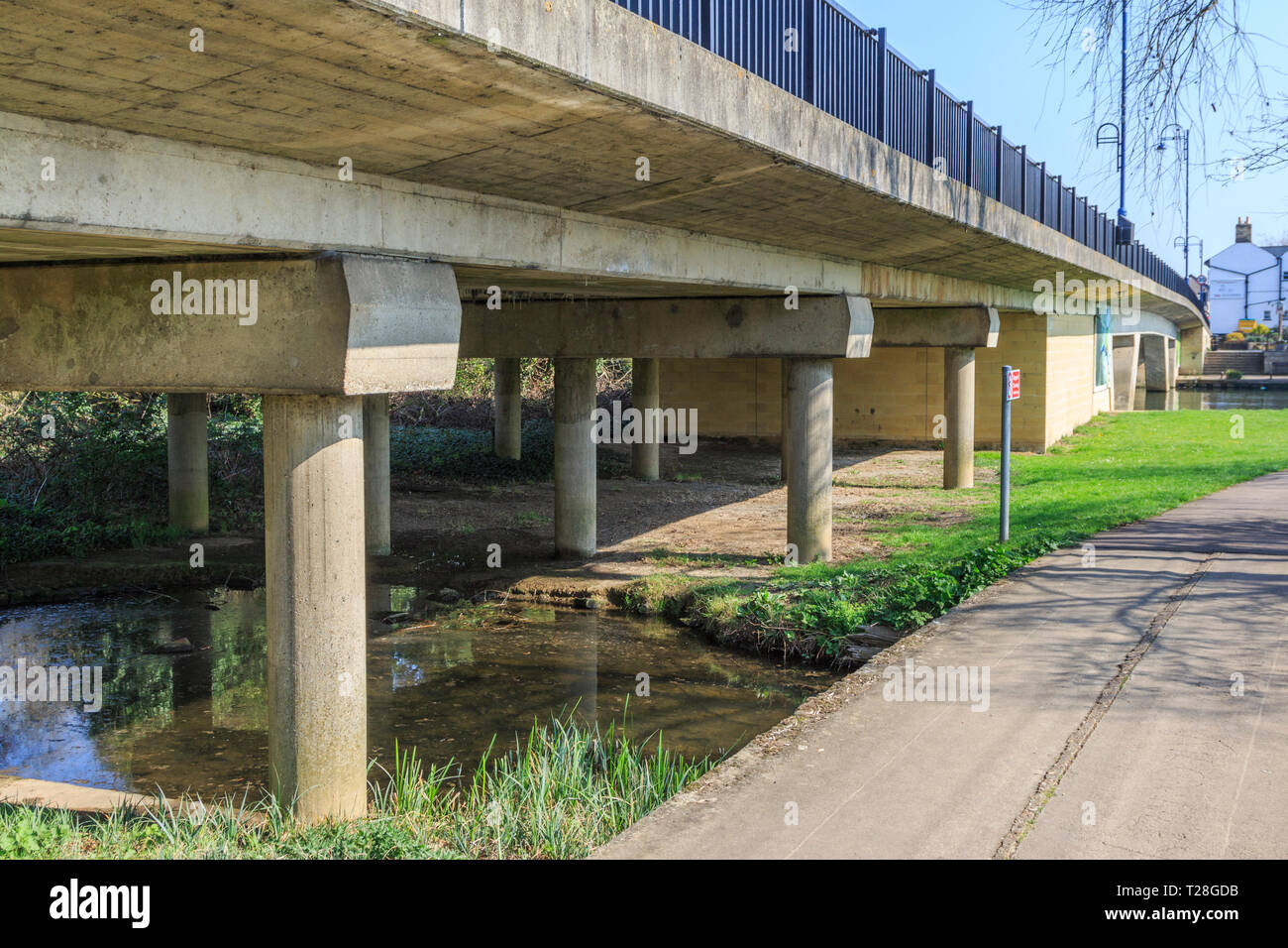 River Ouse Road bridge,St Neots town centre high street Cambridgeshire ...