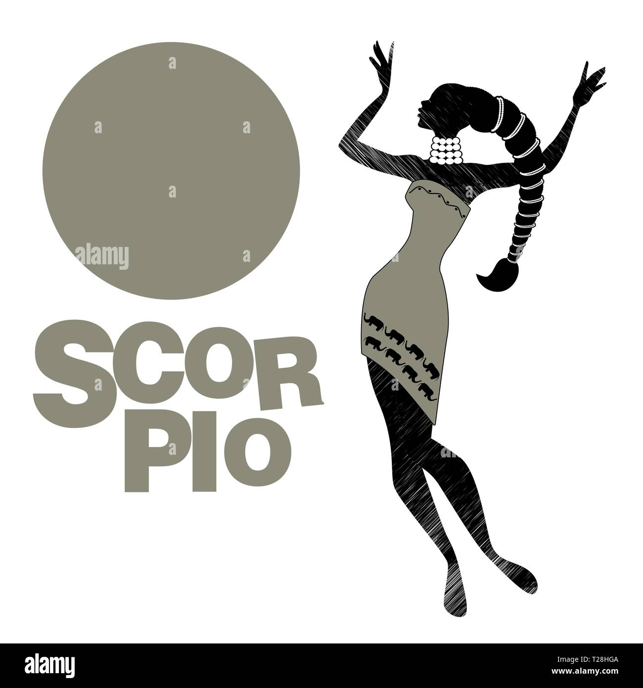 Tribal zodiac. Scorpio. Elegant woman wearing necklaces and hairstyle ...