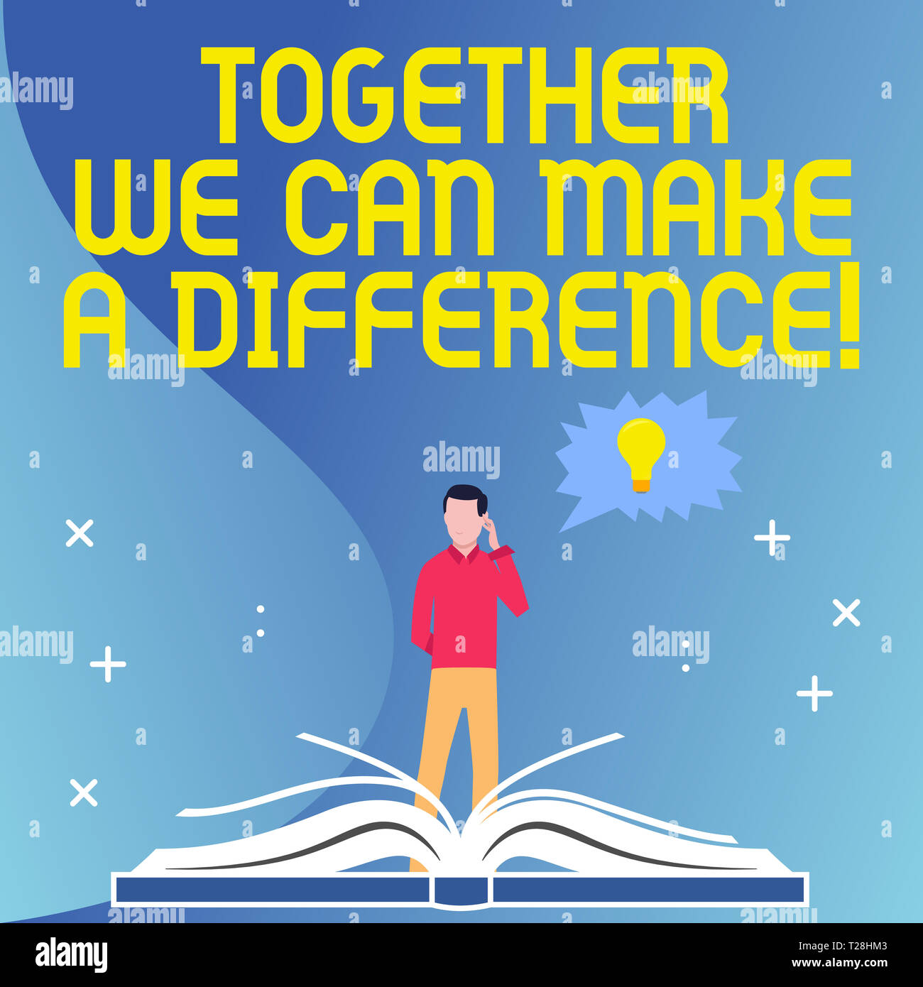 Text sign showing Together We Can Make A Difference. Business photo ...