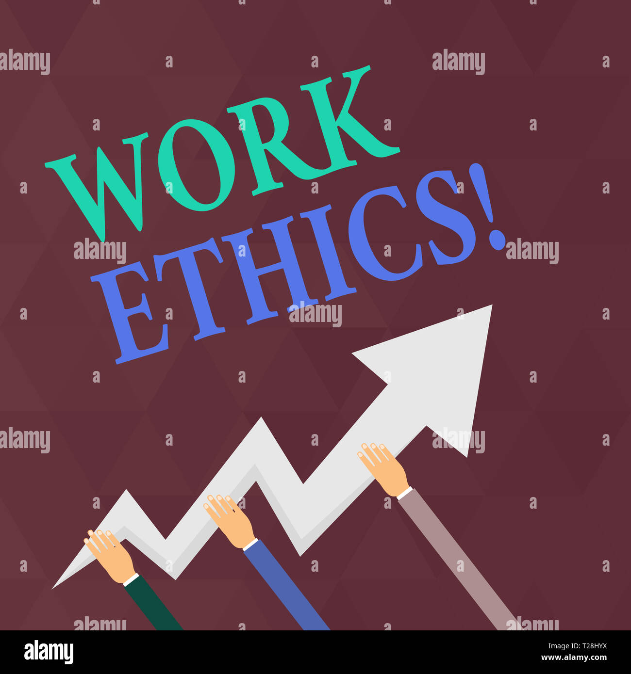Writing note showing Work Ethics. Business concept for principle that ...