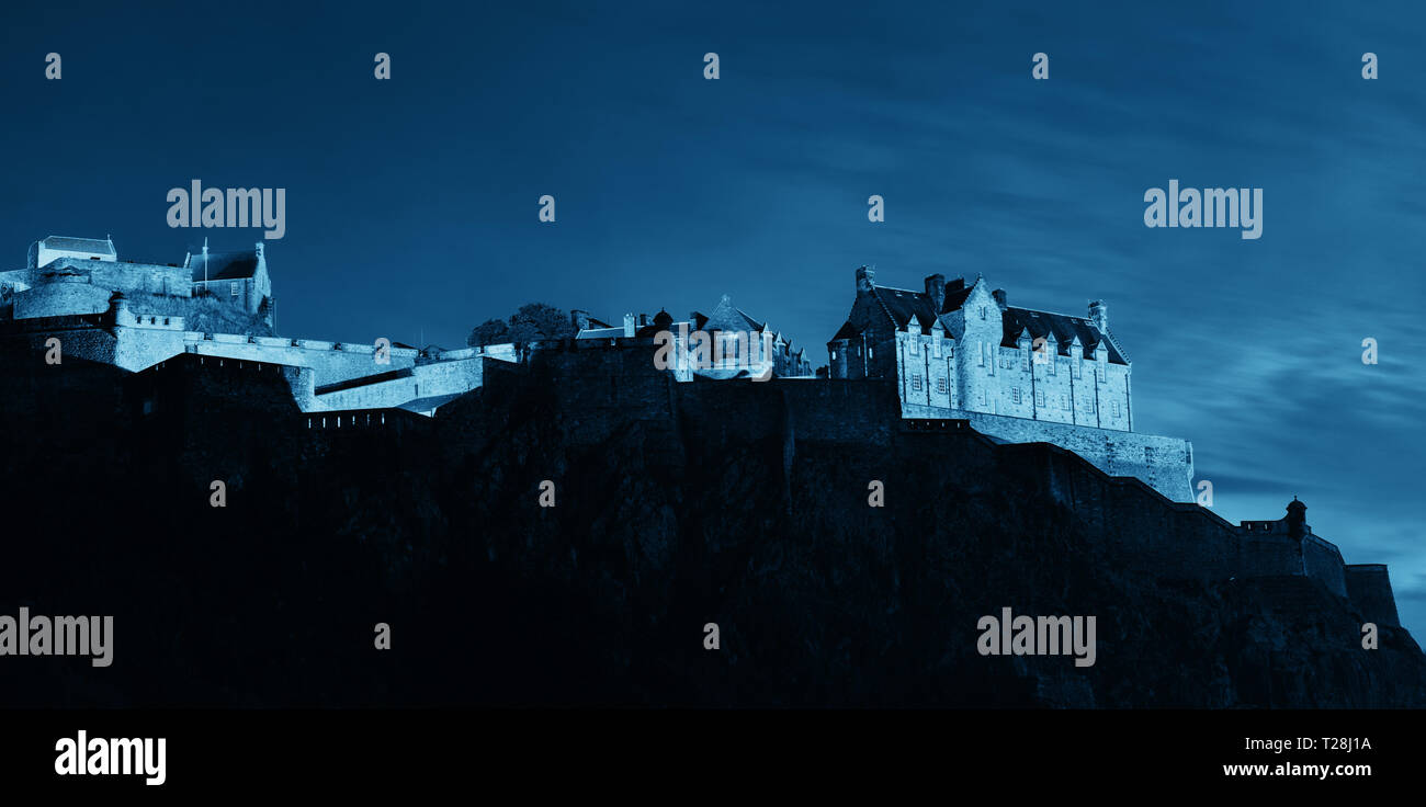 Edinburgh castle panorama as the famous city landmark. United Kingdom ...