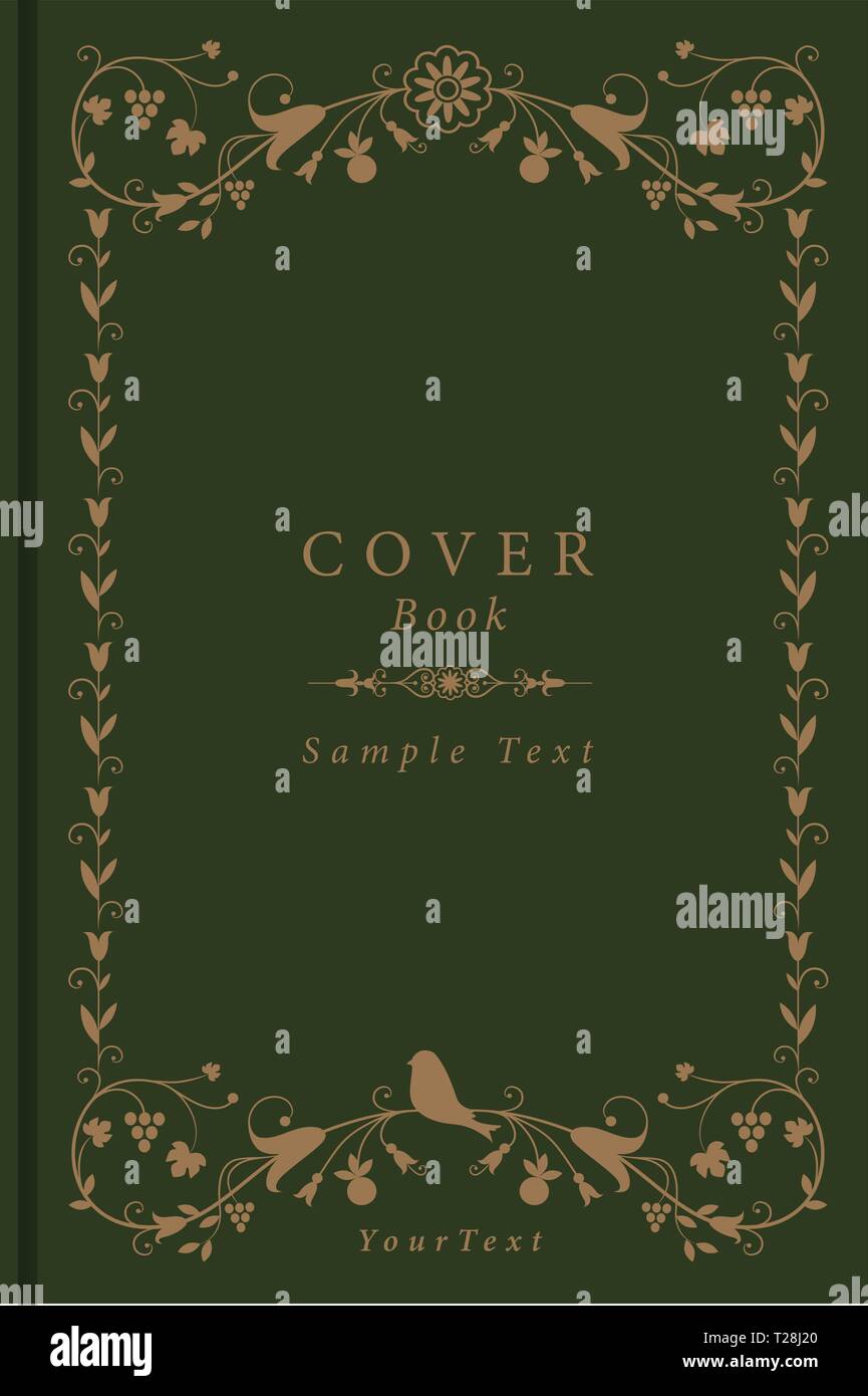 Book Cover With Decorative Frame In Vintage Style Vector With book-cover-with-decorative-frame-in-vintage-style-vector-with
