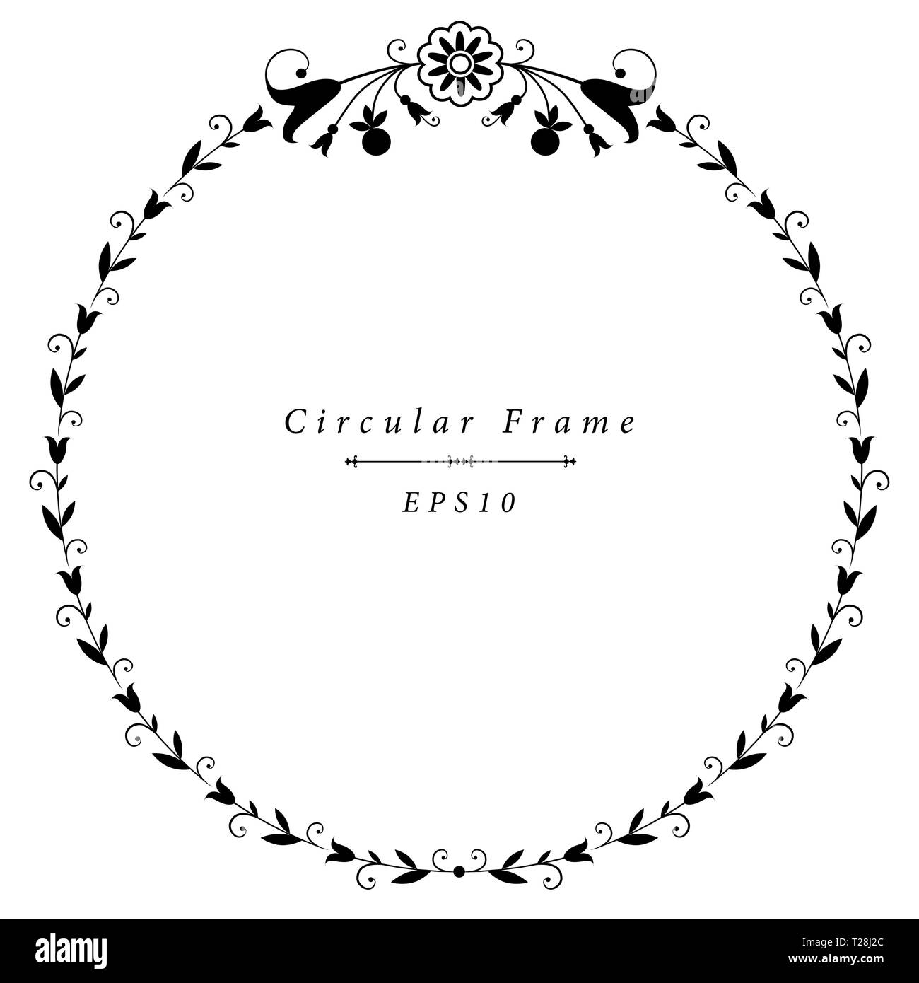 Vector decorative circular frame vintage style floral ornamental motifs ...