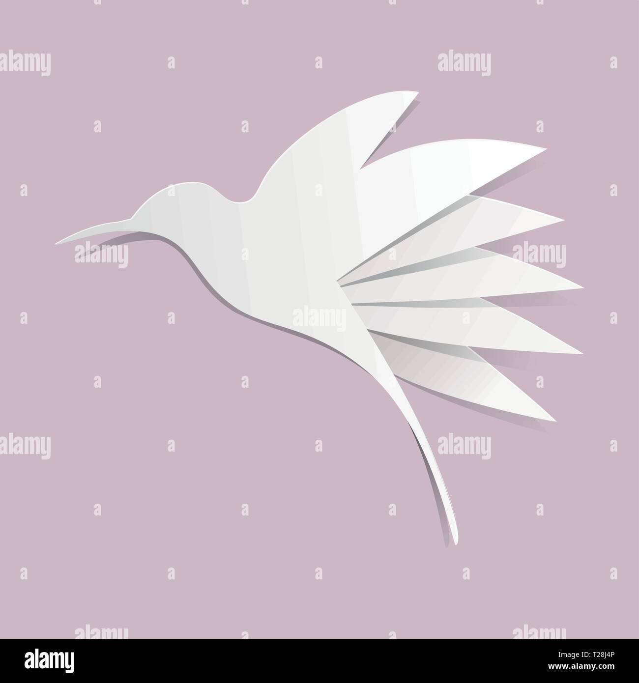 Cut paper hummingbird on violet background Stock Vector Image & Art - Alamy