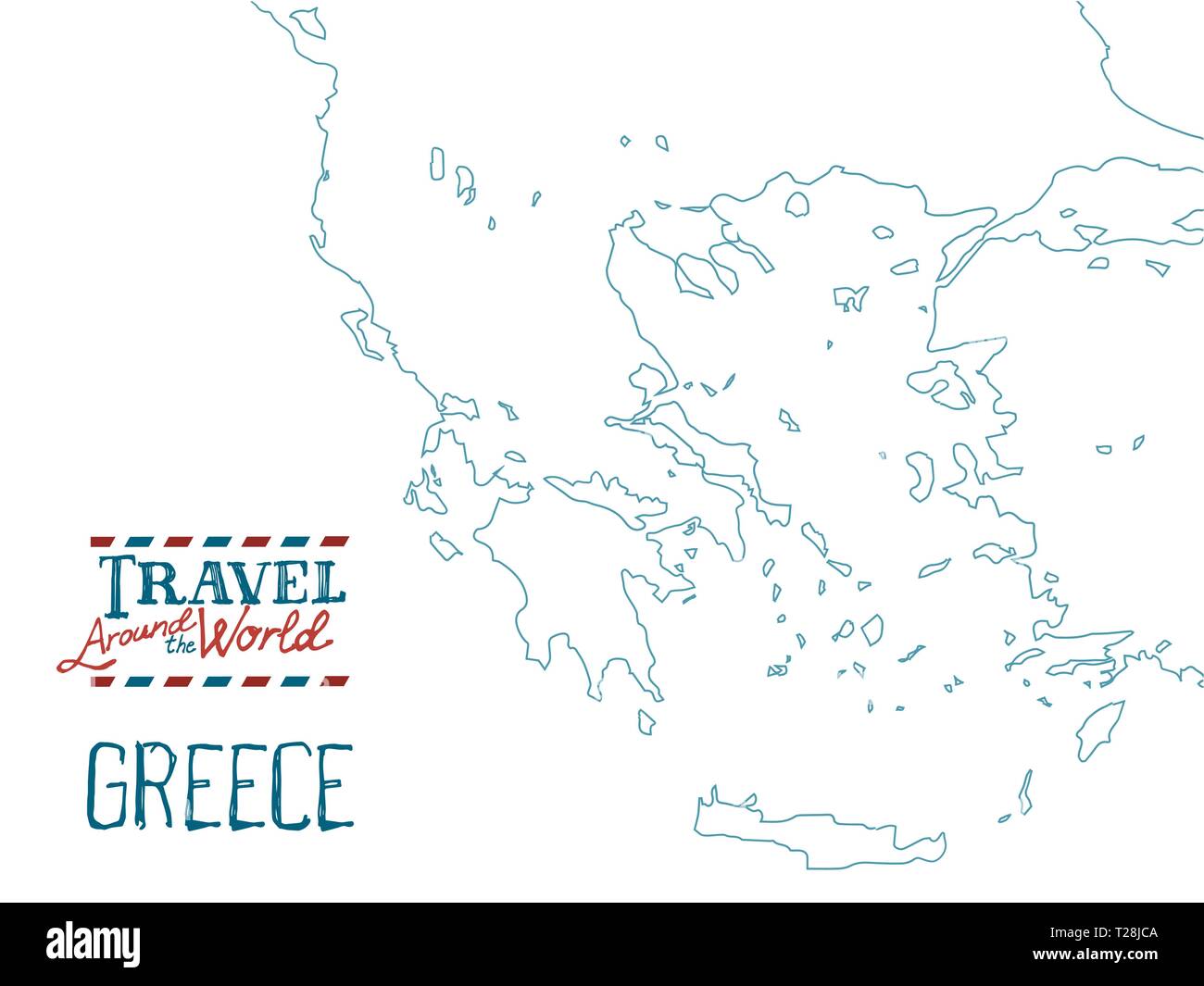 Map of Greece drawn by hand on white background Stock Vector Image ...