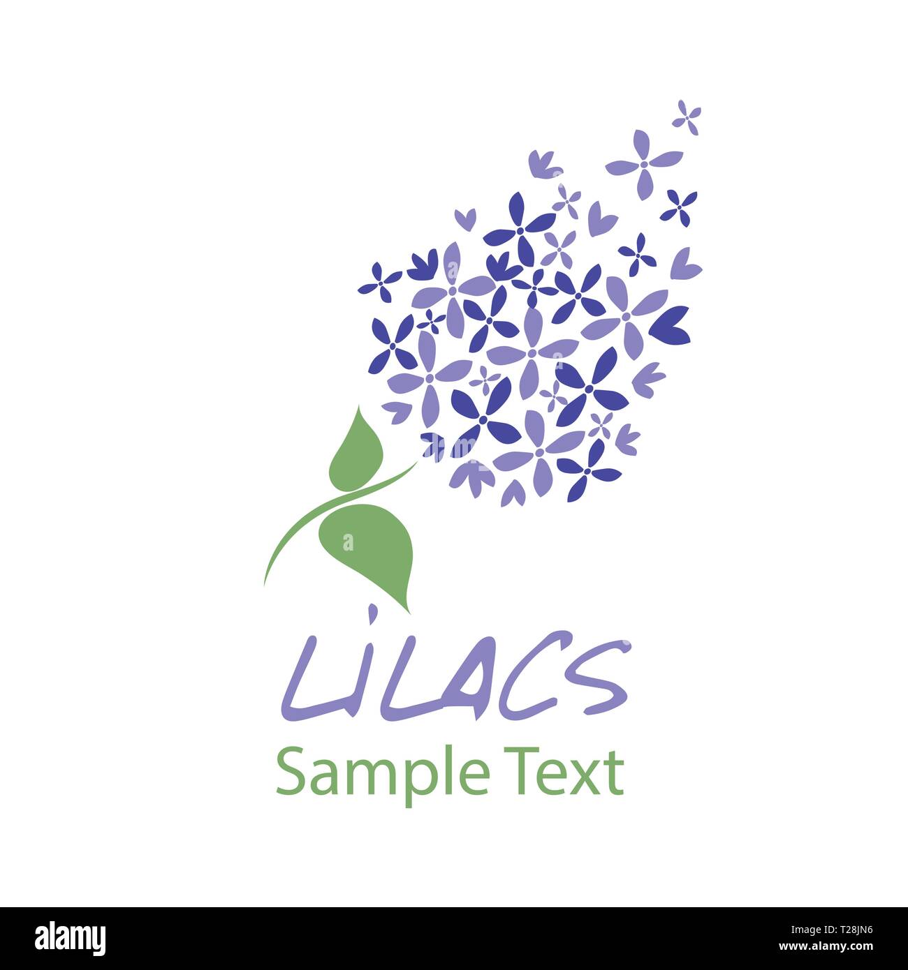 Lilac flower. Logo design. Text hand drawn Stock Vector Image & Art - Alamy