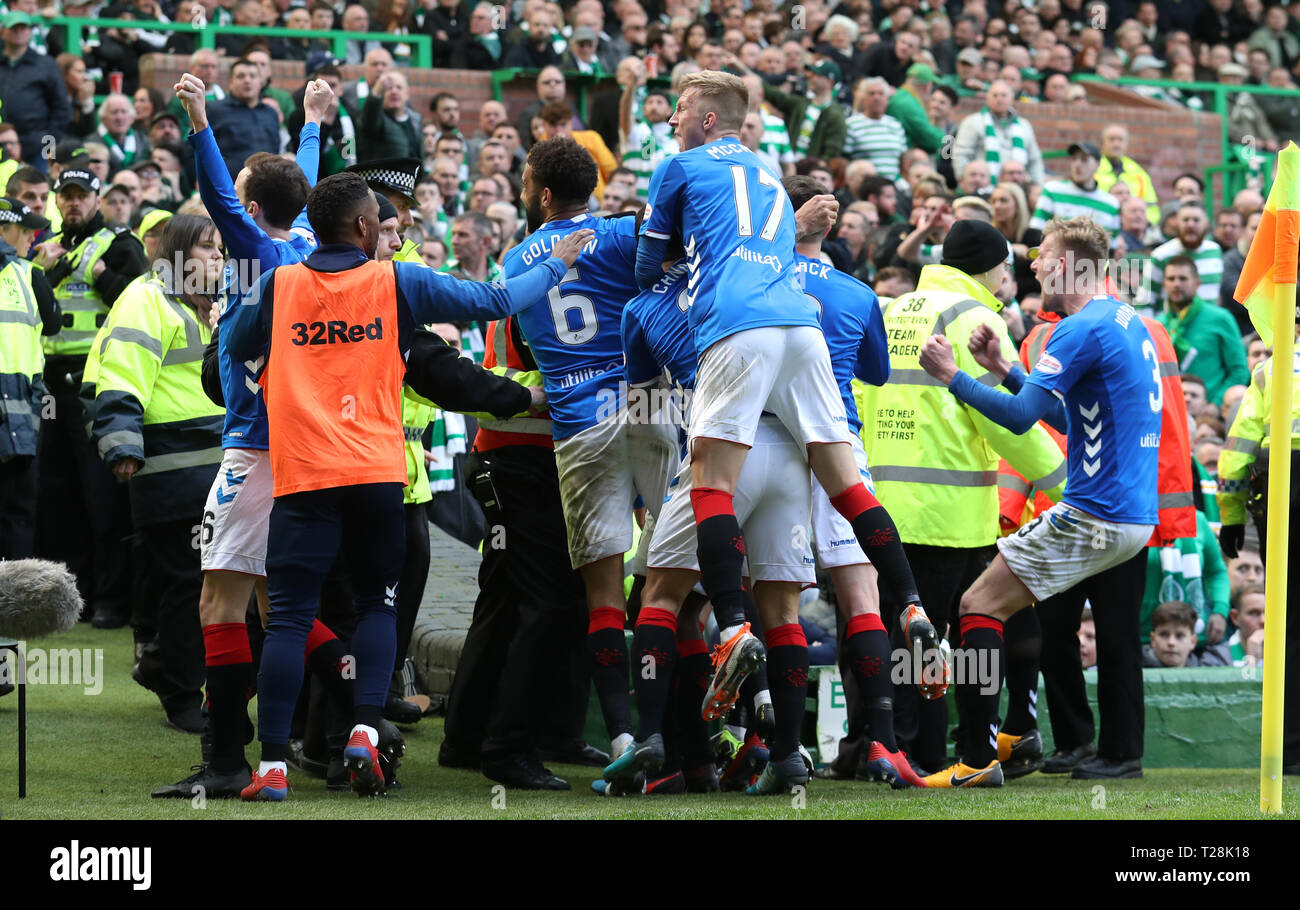 Rangers' Ryan Kent celebrates scoring his side's first goal of the game ...