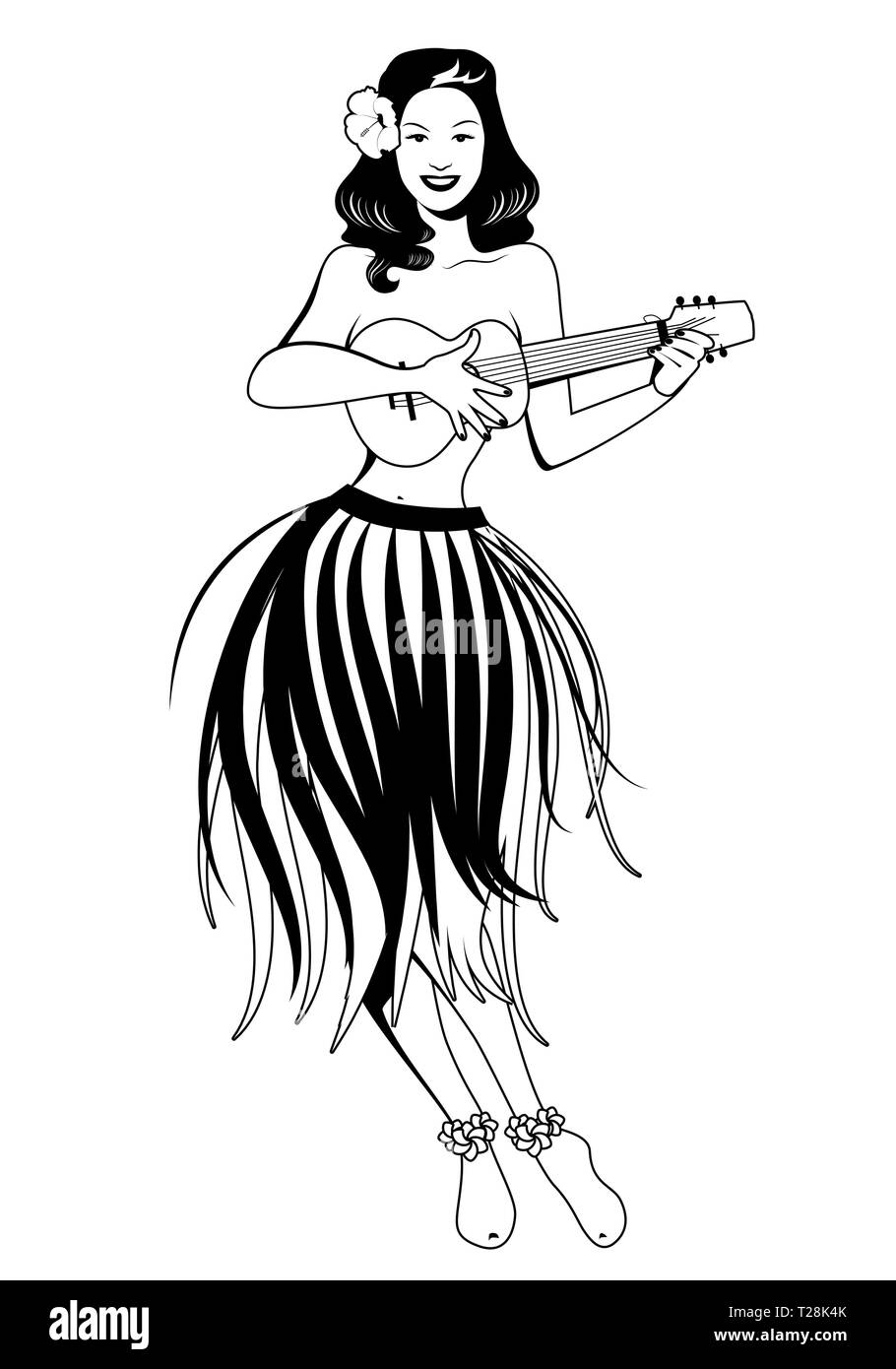 Retro hula girl illustration Stock Vector Images - Alamy