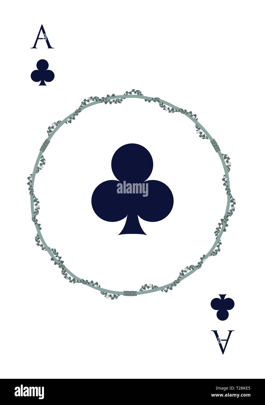Ace of clover inside a circular rod surrounded by clubs, isolated on ...