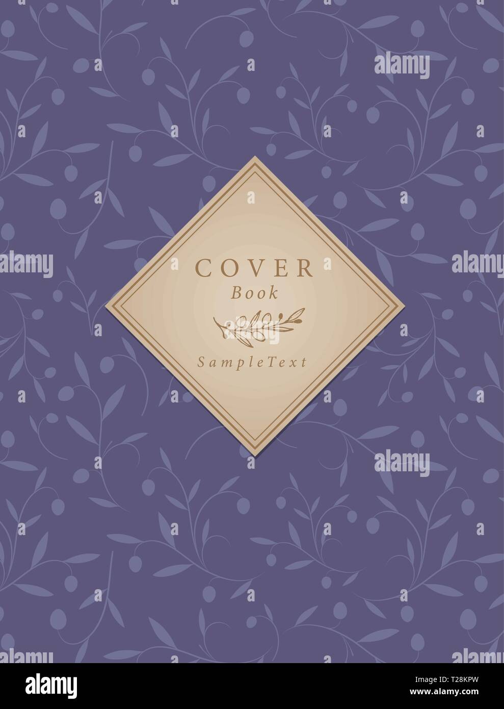 Cover book decorated olive branches pattern and label with sample text ...