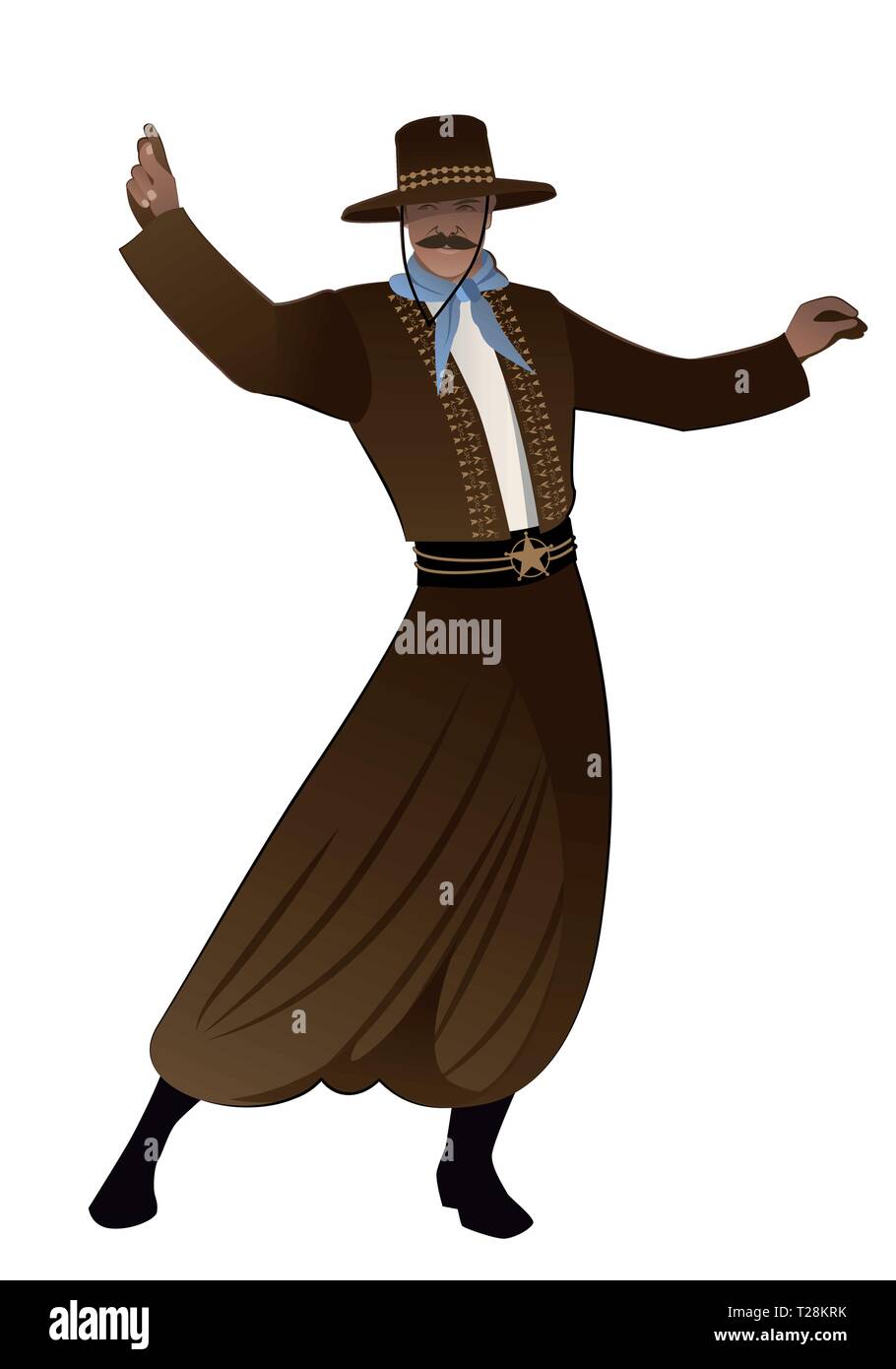 Gaucho with mustache and hat dancing typical dance of South America ...