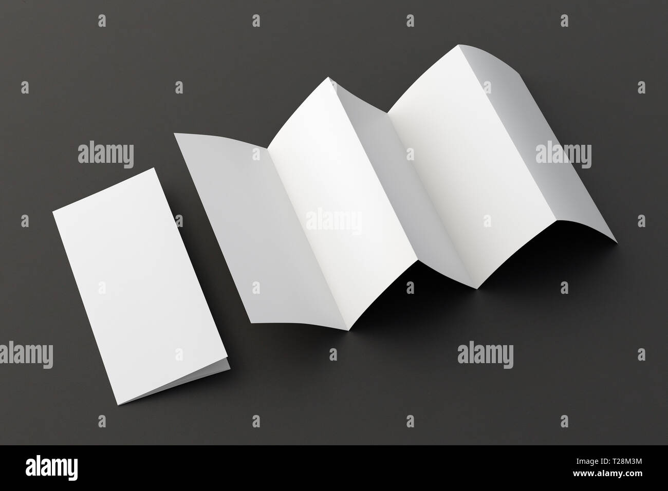 Blank five fold, ten pages brochure booklet on black background with ...