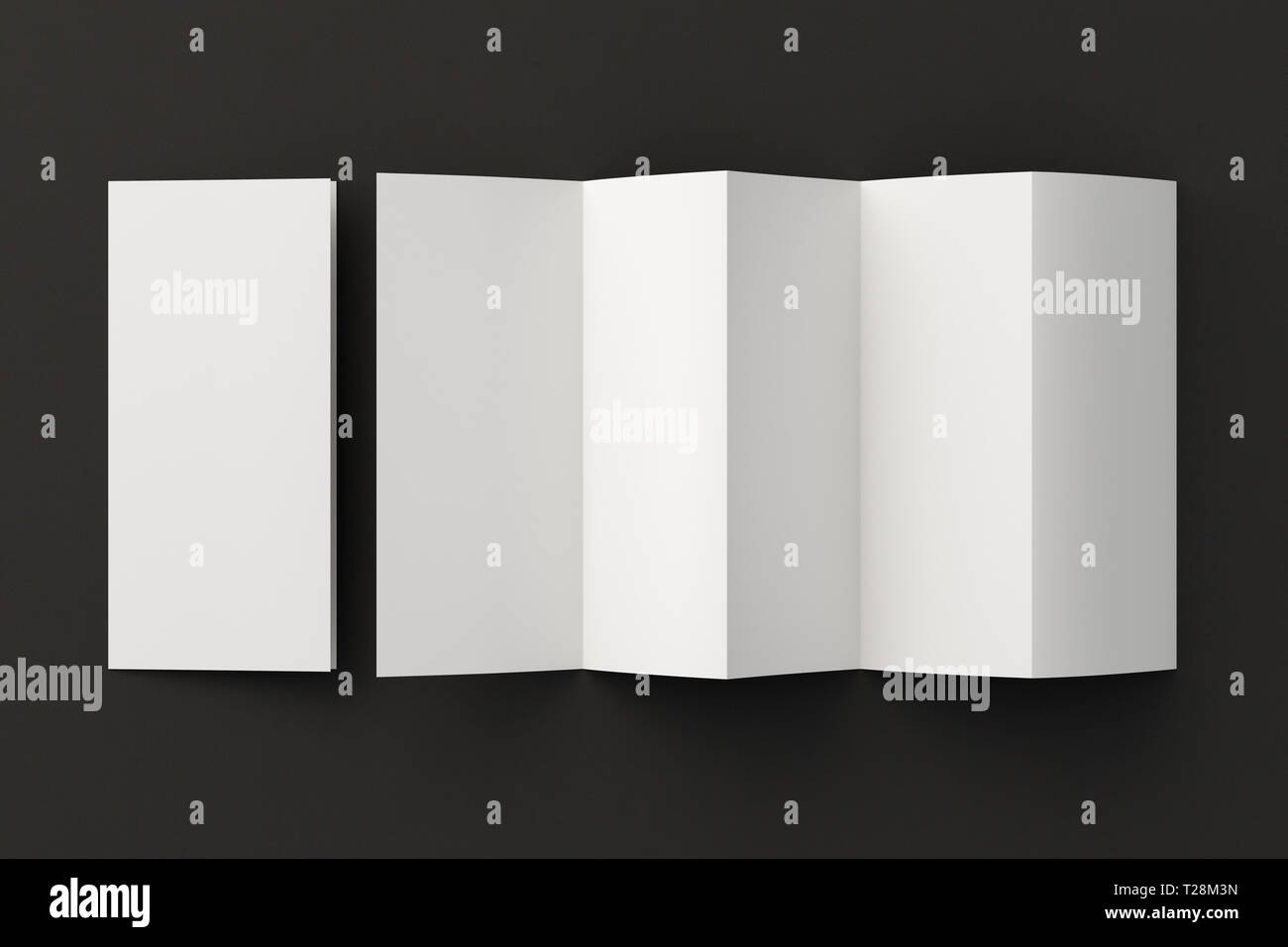 Blank five fold, ten pages brochure booklet on black background with ...
