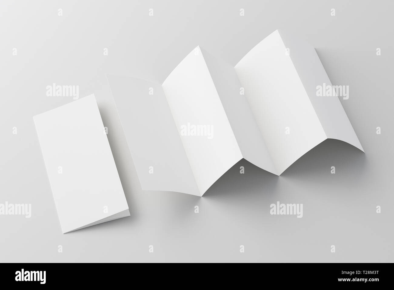 Blank five fold, ten pages brochure booklet on white background with ...