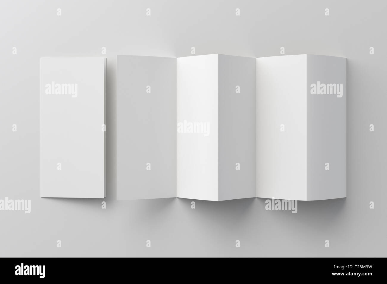 Blank five fold, ten pages brochure booklet on white background with ...