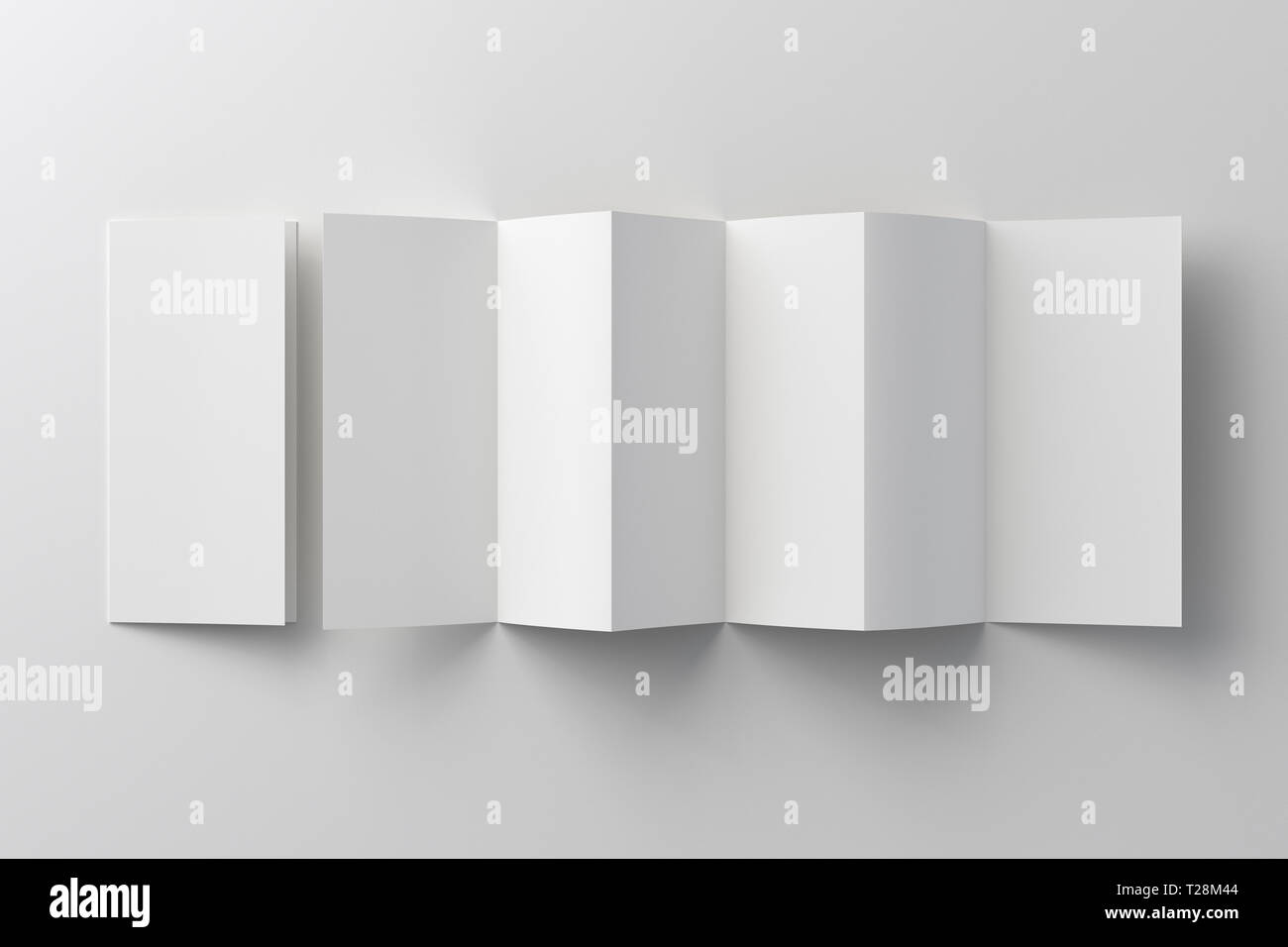 Blank six fold, twelve pages brochure booklet on white background with ...