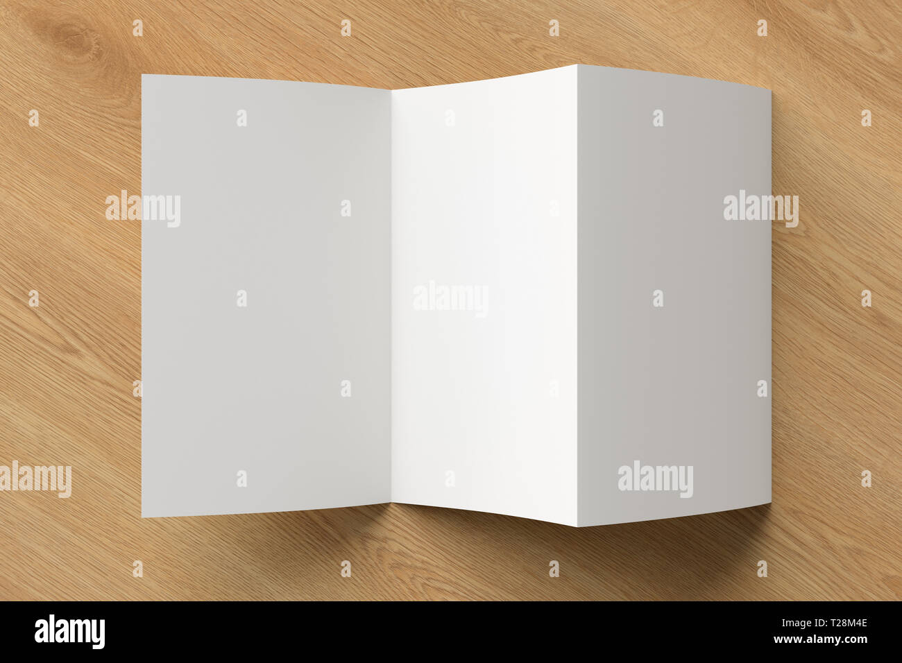 Blank unfolded trifold of three of A5/A4 pages brochure booklet on ...