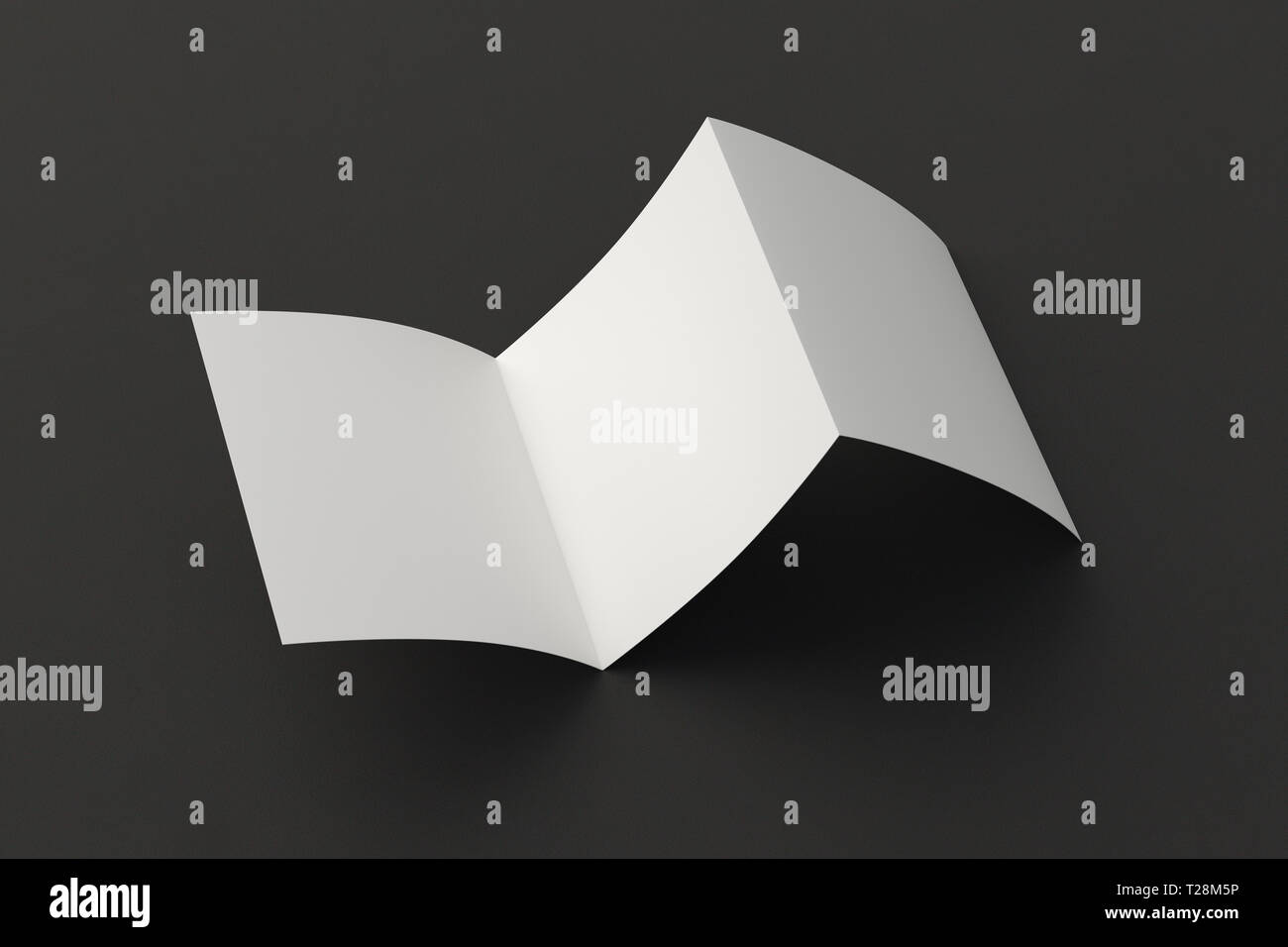 Blank trifold z-fold square brochure booklet on black background with ...