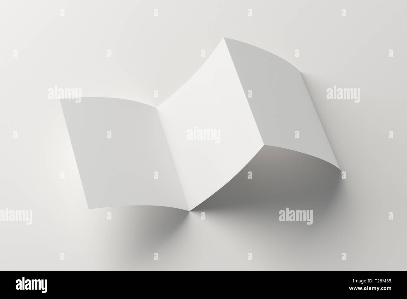 Blank trifold z-fold square brochure booklet on white background with ...