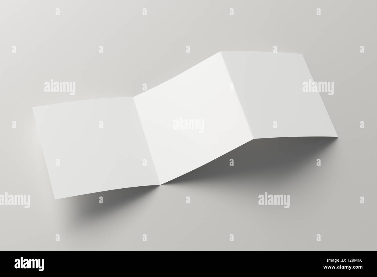 Blank trifold z-fold square brochure booklet on white background with ...