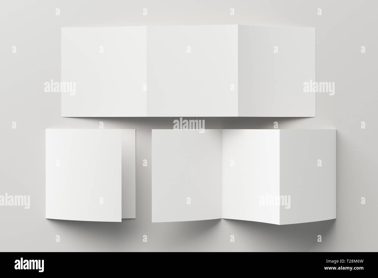 Blank trifold square brochure booklet on white background with clipping ...