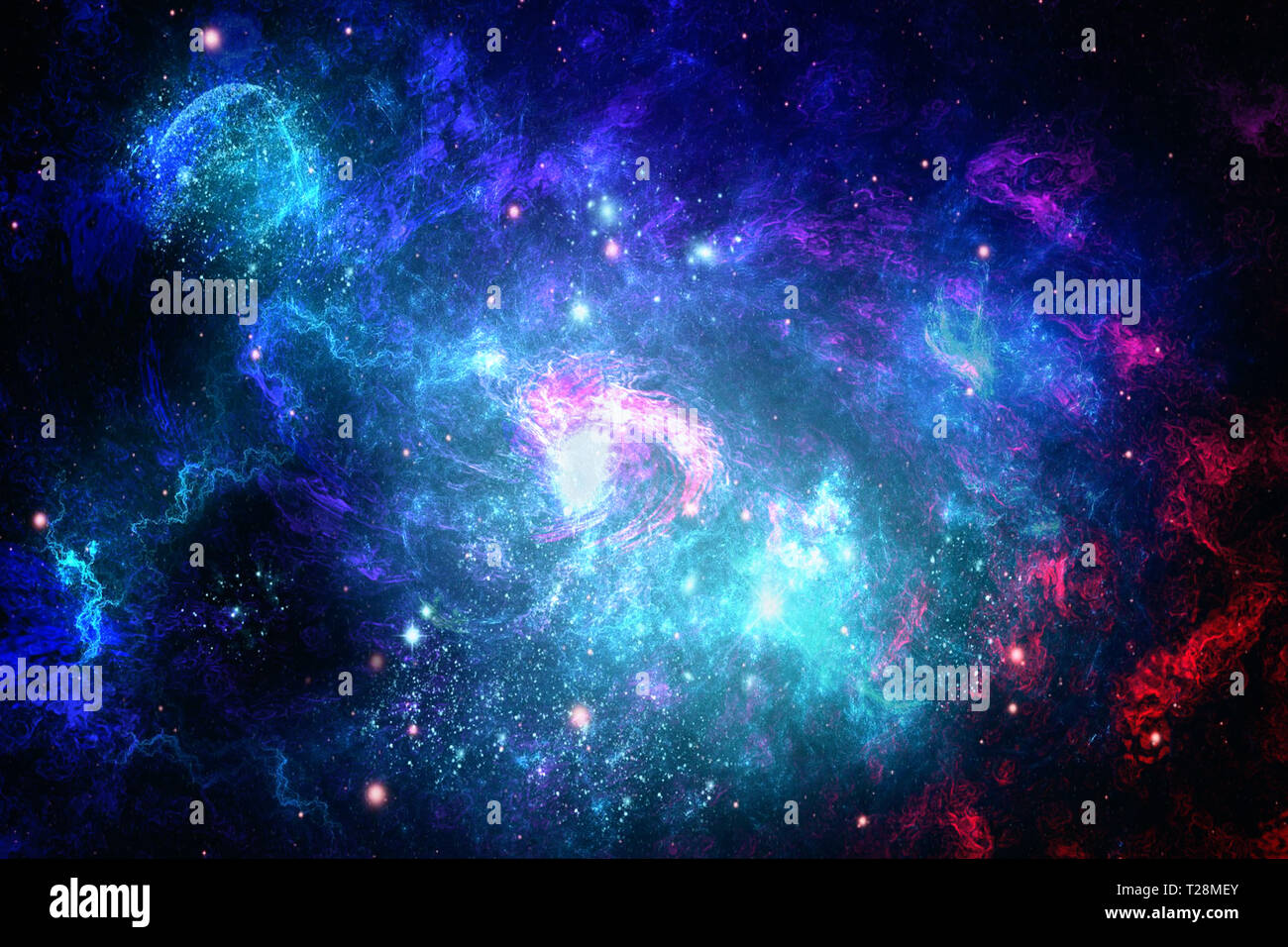 Abstract colorful galaxy with bright stars all over in a space ...