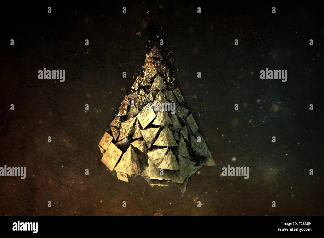 Artistic abstract rock shaped pyramid on an artistic multicolored ...