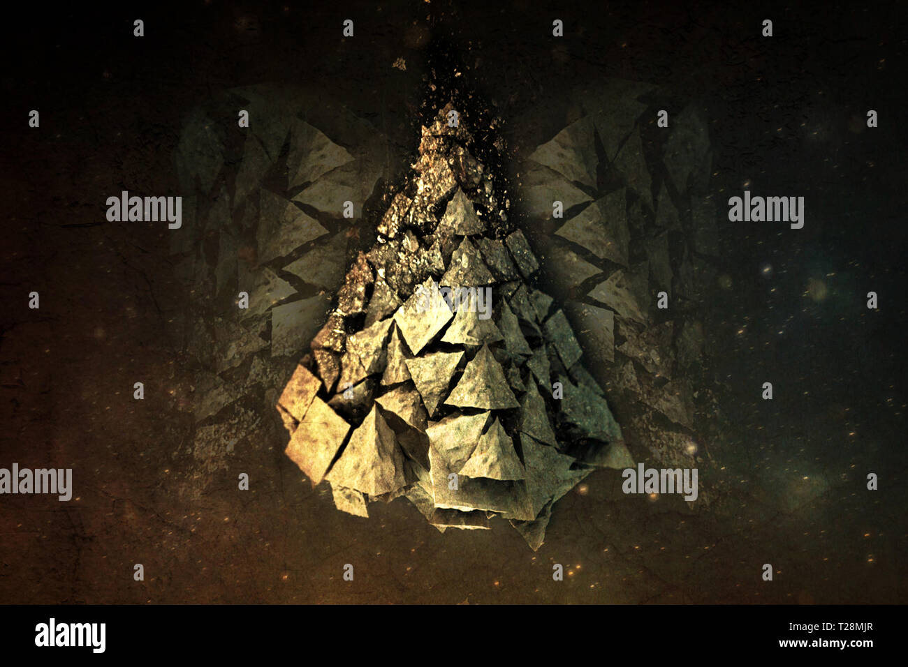 Artistic abstract rock shaped pyramid on an artistic multicolored ...