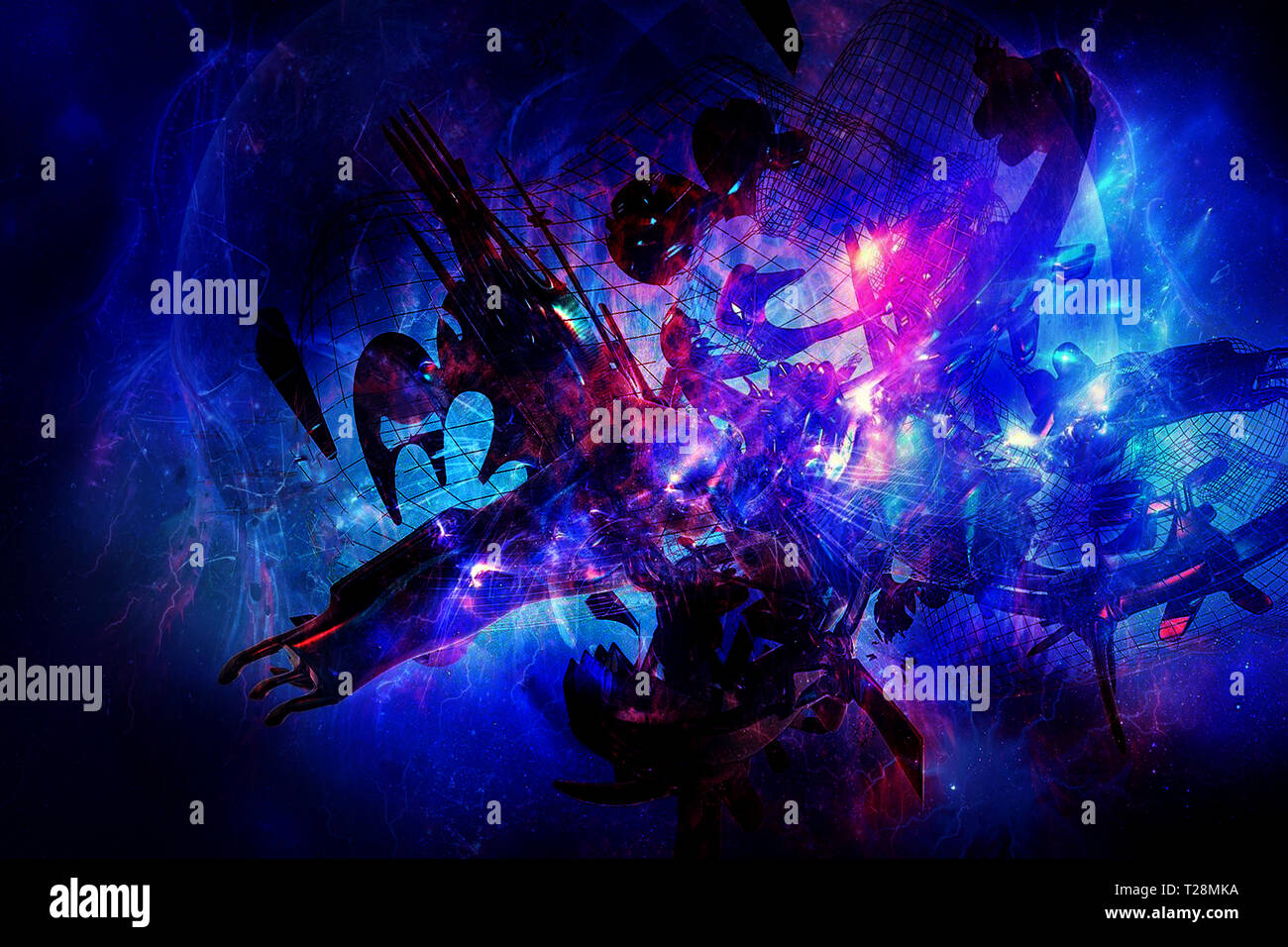 Artistic abstract dramatic artwork on a multicolored dramatic ...