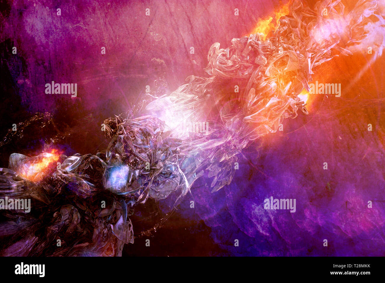 Artistic abstract dramatic artwork on a multicolored dramatic ...