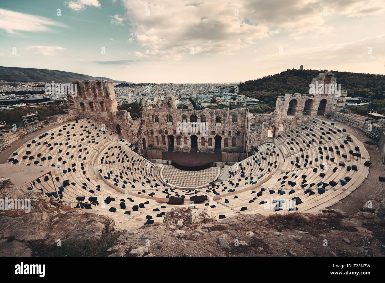 Odeon of Herodes Atticus Theatre at Acropolis historical ruins in ...