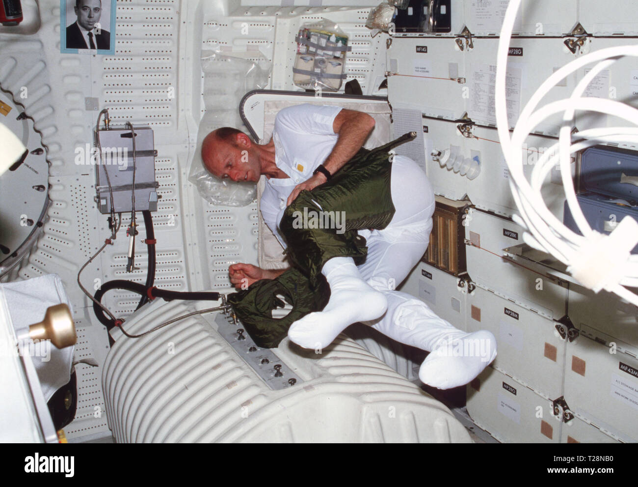 (24 March 1982) --- Astronaut C. Gordon Fullerton, STS-3 pilot, dons an ...