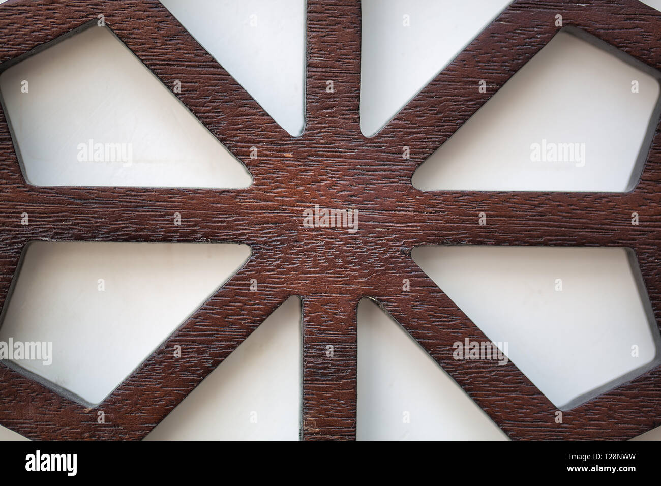 DOHA, QATAR - SEPTEMBER 22, 2014: Wood design in the wall with diamond ...