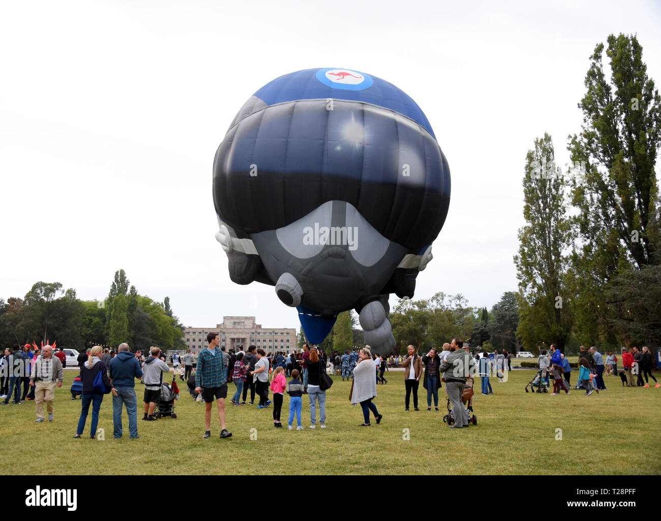 Canberra, Australia - March 9, 2019. Big helmet hot air balloon ...