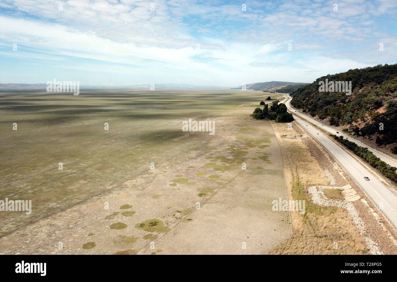 Empty Lake George nestled between farmland and Federal Highway in ...