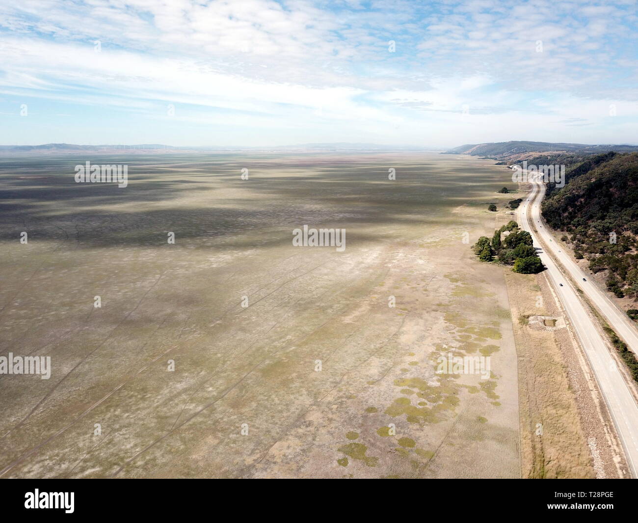 Empty Lake George nestled between farmland and Federal Highway in ...