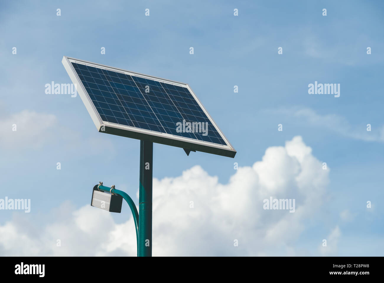Modern Public Light Post Powered By Solar Energy Stock Photo - Alamy