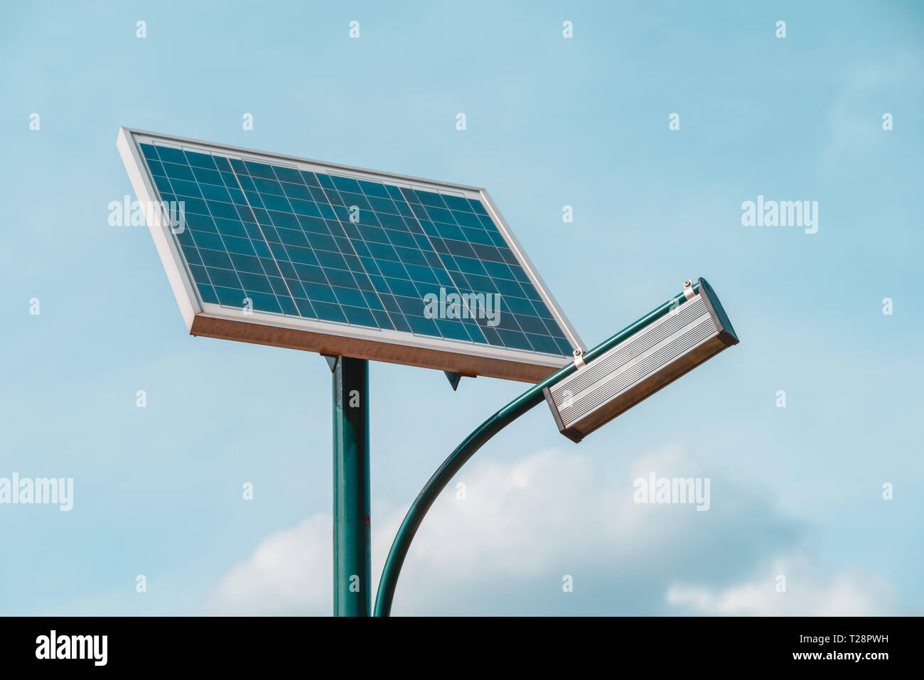 Modern Public Light Post Powered By Solar Energy Stock Photo - Alamy