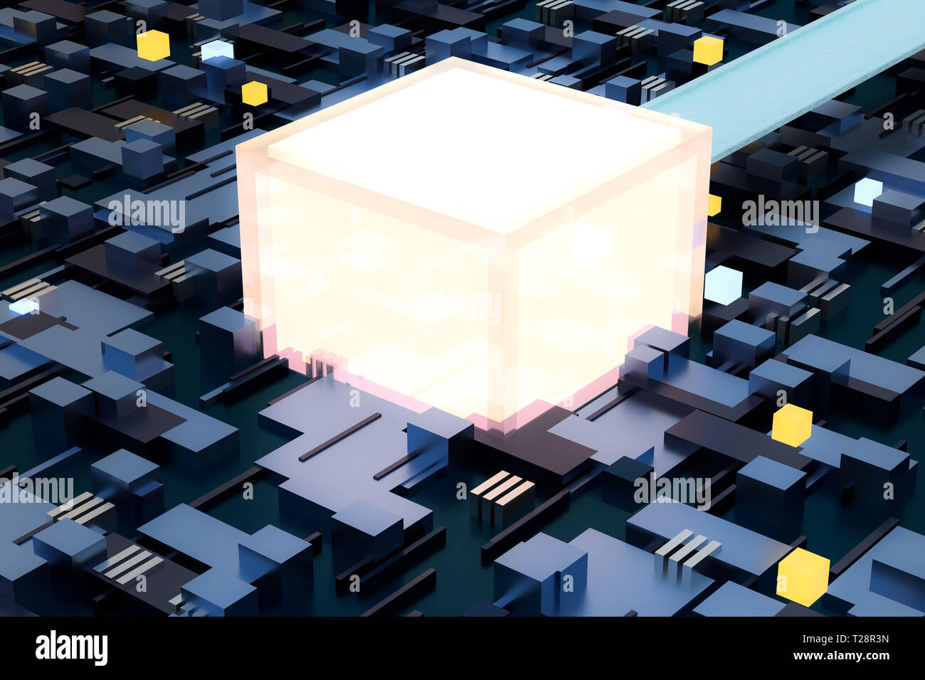 3d rendering, cubes board space, fantasy world, computer digital image ...